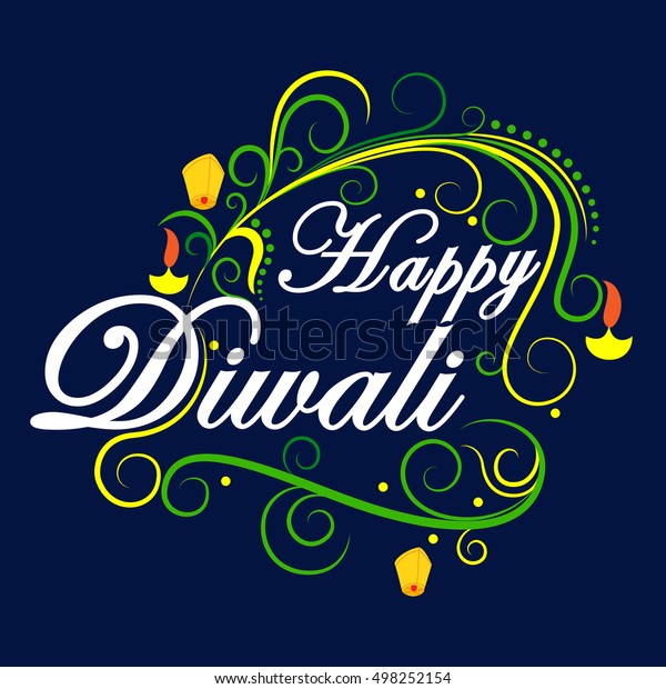 Vector Design Happy Diwali Typography Calligraphy Stock Vector (Royalty ...
