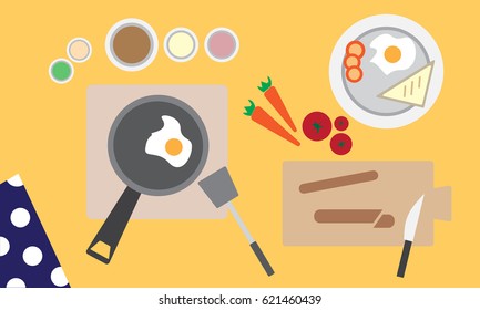Vector Design Illustration Top View Cooking Stock Vector (Royalty Free ...