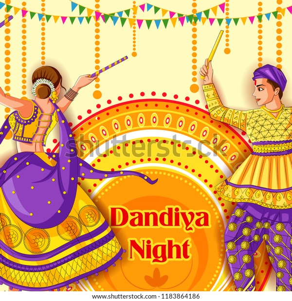 Vector Design Indian Couple Playing Garba Stock Vector (Royalty Free ...