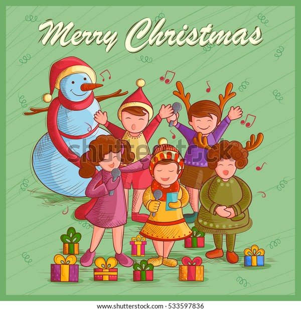 Vector Design Kids Singing Carol Festival Stock Vector (Royalty Free ...