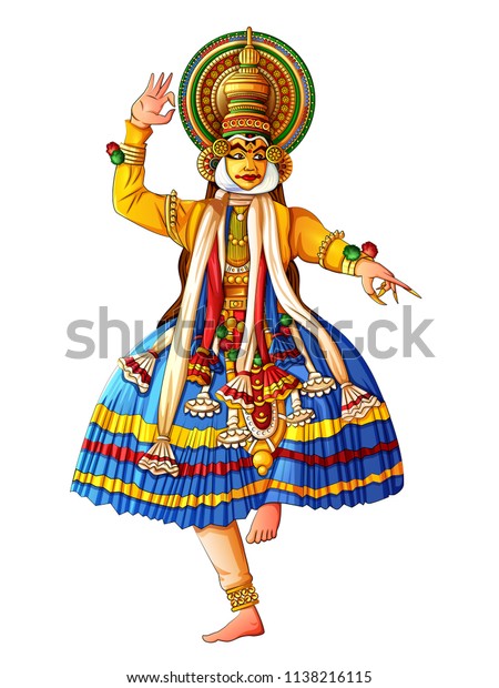 Vector Design Man Performing Kathakali Classical Stock Vector (Royalty ...