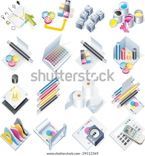 Vector Design Print Service Icon Set Stock Vector (Royalty Free ...
