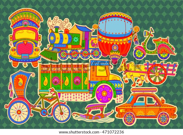 Vector Design Transportation India Indian Art Stock Vector (Royalty ...