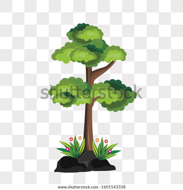 Vector Design Trees Flowers Cartoon On Stock Vector (Royalty Free ...