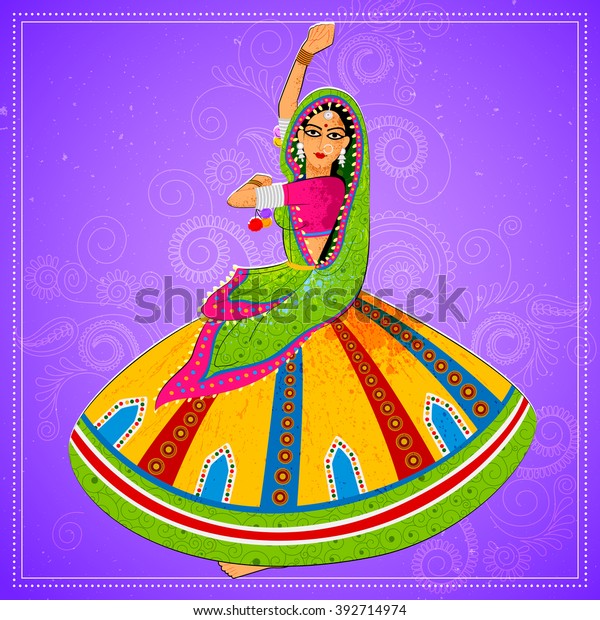 Vector Design Woman Performing Garba Folk Stock Vector (Royalty Free ...