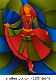Vector Design Woman Performing Phag Folk Stock Vector (Royalty Free ...