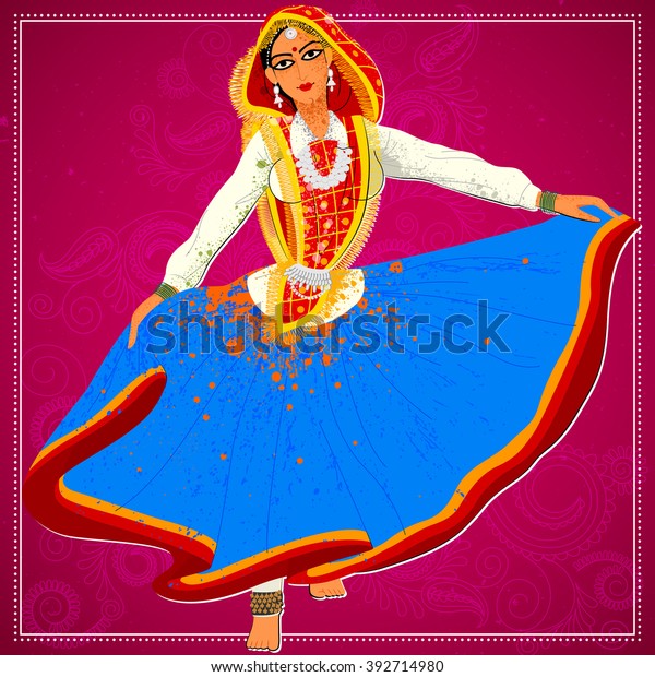 Vector Design Woman Performing Phag Folk Stock Vector (Royalty Free ...
