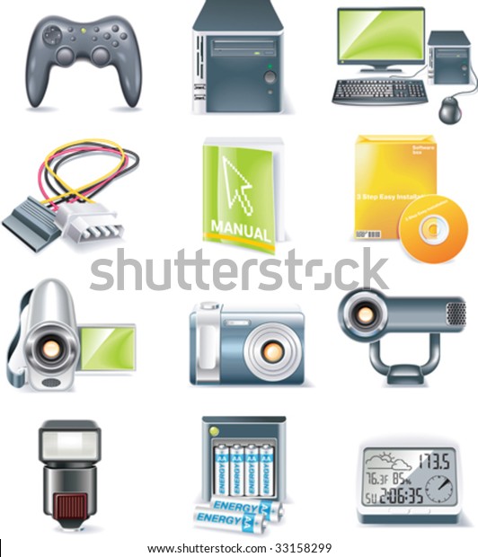 Vector Detailed Computer Parts Icon Set Stock Vector (Royalty Free ...