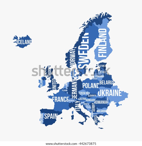 Vector Detailed Map Europe Borders Country: เวกเตอร์สต็อก (ปลอดค่า ...