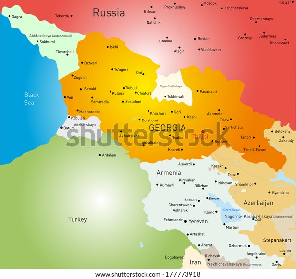 Vector Detailed Map Georgia Stock Vector (Royalty Free) 177773918 ...