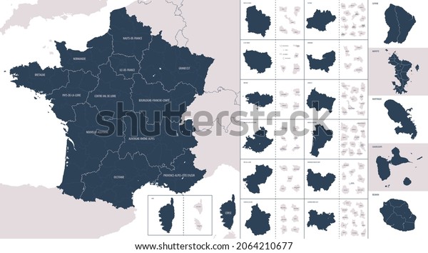 Vector Detailed Map Megalopolises Overseas Territories Stock Vector ...