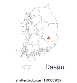 Vector Detailed Map South Korea Regions Stock Vector (Royalty Free ...