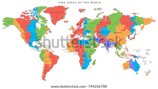 Vector Detailed World Map Time Zones Stock Vector (Royalty Free ...