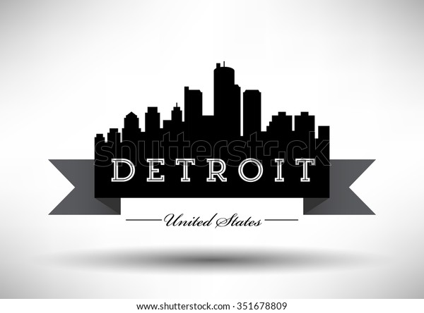 Vector Detroit Skyline Design Stock Vector (Royalty Free) 351678809