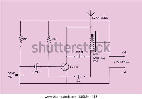 Vector Diagram Super Simple Transmitter Circuit Stock Vector (Royalty ...