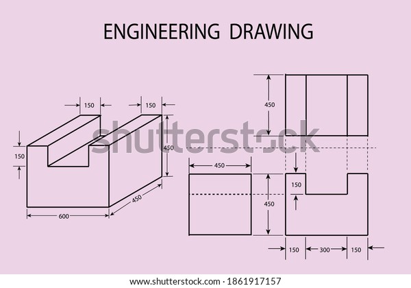 Vector Diagrams Different Orthographic Views Object Stock Vector ...