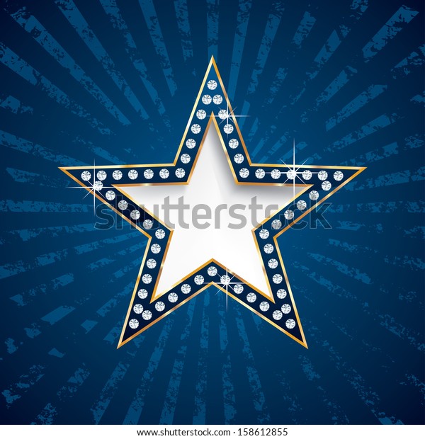 Vector Diamond Star On Blue Grunge Stock Vector (Royalty Free) 158612855