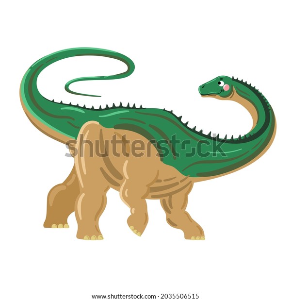 Vector Dinosaur Illustration Green Diplodocus Isolated Stock Vector ...