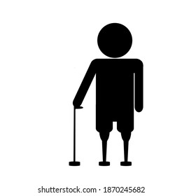 Vektor Stok Vector Disabled Cripple Icon Prosthetic Leg (Tanpa Royalti ...