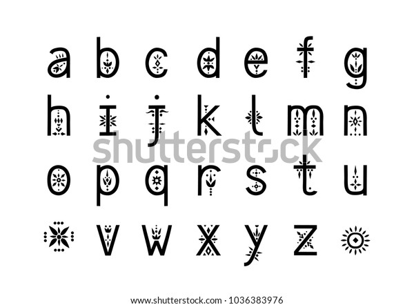 Vector Display Alphabet Lowercase Letters Decorated Stock Vector ...