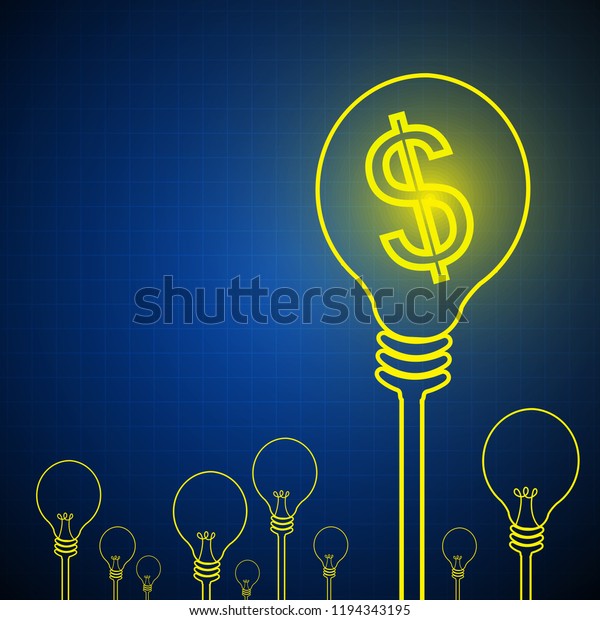 Vector Dollar Sign Light Bulb On Stock Vector (Royalty Free) 1194343195 ...