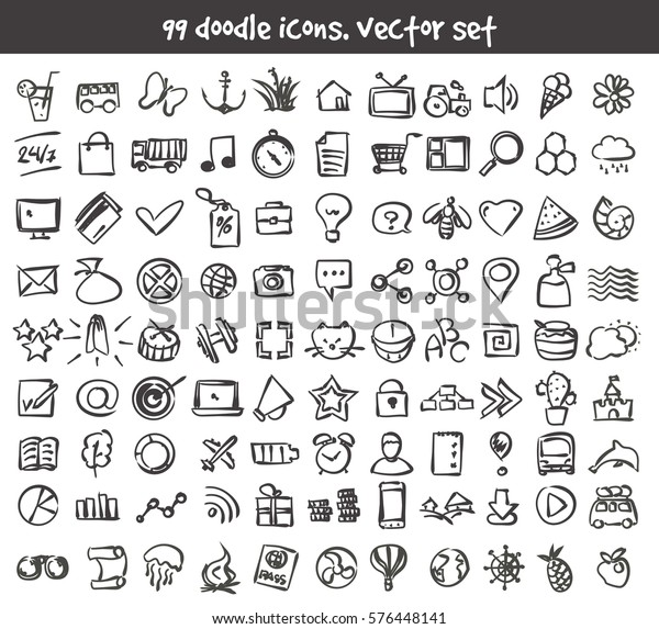 Vector Doodle Icons Set Stock Cartoon Stock Vector (Royalty Free ...