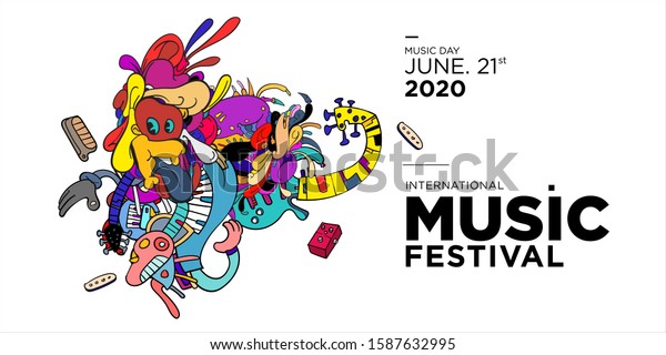 Vector Doodle Illustration Banner Poster World Stock Vector (Royalty ...