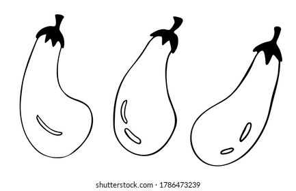 Vector Doodle Illustration Eggplants Aubergine Hand Stock Vector (Royalty Free) 1786473239 ...