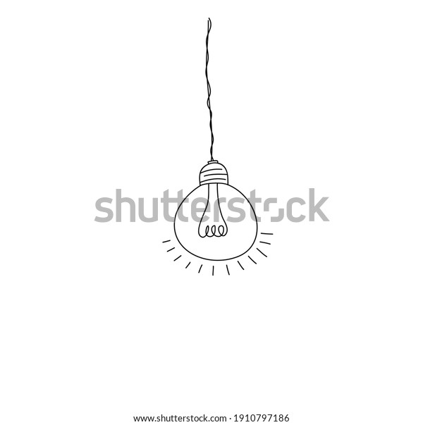 Vector Doodle Illustration Hanging Light Bulbs Stock Vector (Royalty ...