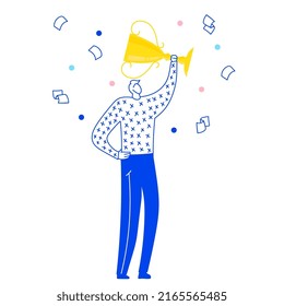 Vector Doodle Illustration Man Standing Holding Stock Vector (Royalty ...