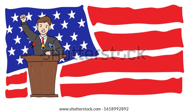 Vector Doodle Illustration United States President Stock Vector ...