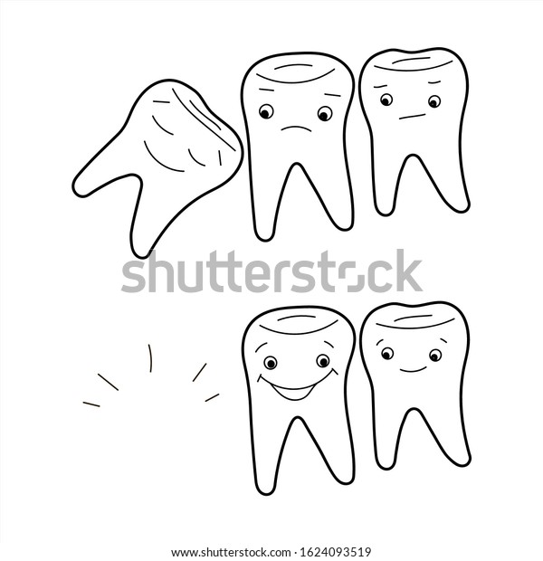 Vector Doodle Outline Illustration Teeth Black Stock Vector (Royalty ...