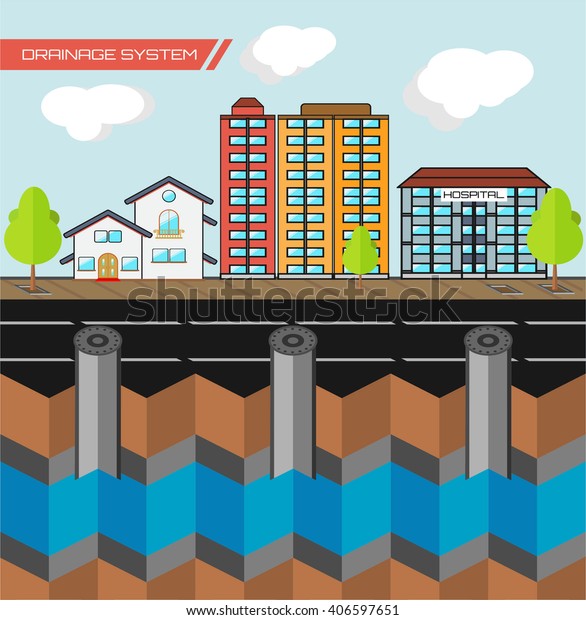Vector Drainage System City Infographic Scientific: vector de stock ...