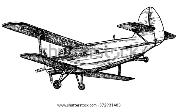 Vector Drawing Airplane Stylized Engraving Stock Vector (Royalty Free ...