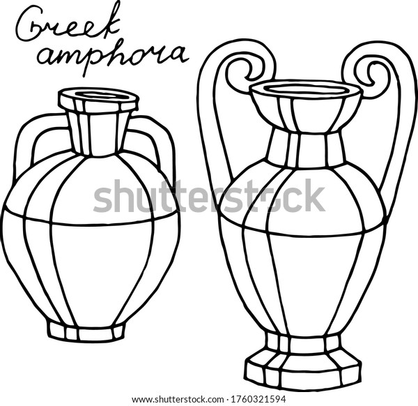 Vector Drawing Amphora Greek Vessels Sketch Stok Vektör (Telifsiz ...