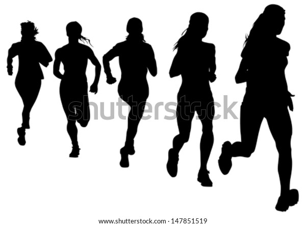 Vector Drawing Athletes On Running Race 스톡 벡터(로열티 프리) 147851519