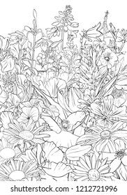 Vector Drawing Flowers Floral Composition Hand Stock Vector (Royalty ...