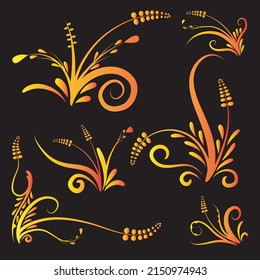 Vector Drawing Black Background Plant Design Stock Vector (Royalty Free ...