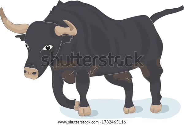 Vector Drawing Black Bull On White Stock Vector (Royalty Free ...