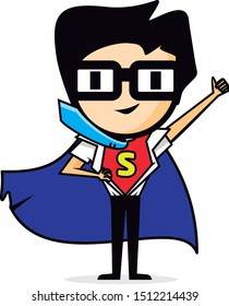 Vector Drawing Boy Super Powers Geek Stock Vector (Royalty Free ...