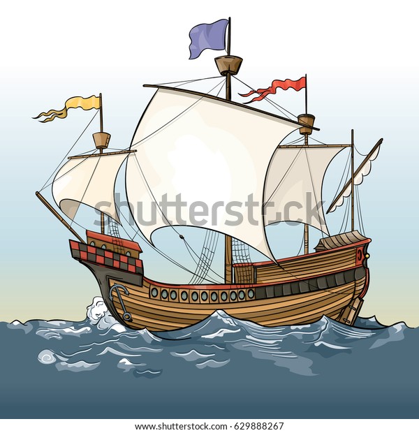 Dibujo vectorial de un / Barco: vector de stock (libre de regalías ...