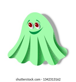 Vector Drawing Cartoon Green Ghost Stock Vector (Royalty Free) 1342313162