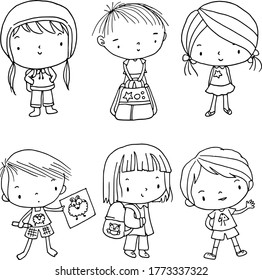Vector Drawing Cartoon Kids Set Stock Vector (Royalty Free) 1773337322 ...