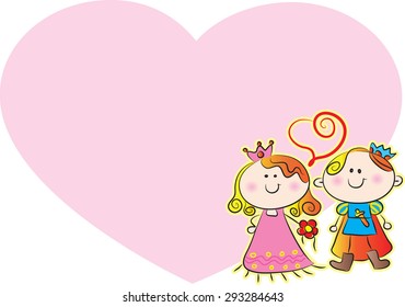 Vector Drawing Cartoon Prince Princess Fall Stock Vector (Royalty Free ...