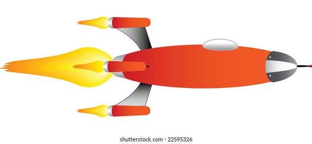Vector Drawing Cartoon Style Red Rocket: เวกเตอร์สต็อก (ปลอดค่า ...