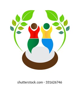 Vector Drawing Couple Logo Design Isolated Stock Vector (Royalty Free ...
