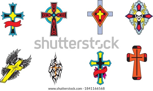 Vector Drawing Cross Color Tattoo Isolated Stock Vector (Royalty Free ...