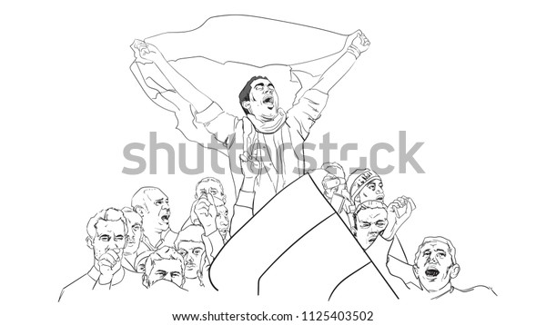 Vector Drawing Crowds Celebrating Political Victory Stock Vector ...