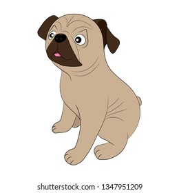 Vector Drawing Dog Breed Pug Stock Vector (Royalty Free) 1347951209 ...