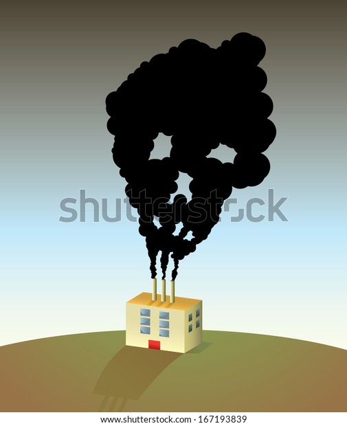 Vector Drawing Factory Emitting Smoke Form Stock Vector (Royalty Free ...